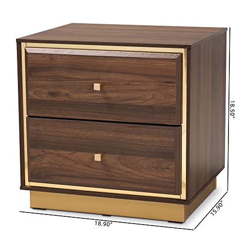Baxton Studio Cormac Nightstands, Walnut Brown/Gold