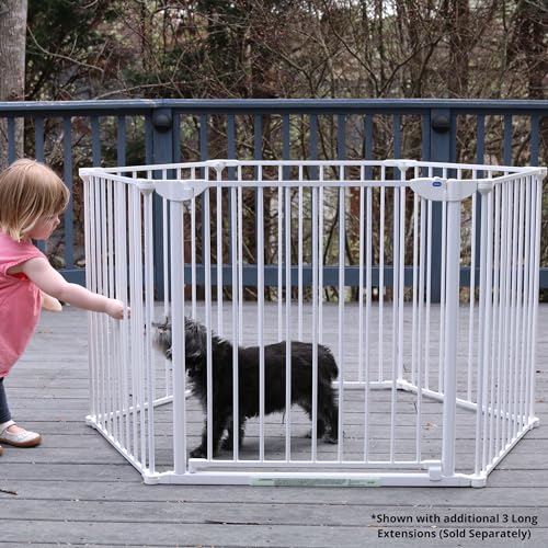 Qdos Safety Construct-A-SafeGate Customizable Extra Wide Walk-Through Baby Gate Fits 35.4”-82.7” with Included 2 Sections & Door | for Fireplaces, Large Openings or Unique Stairways | White