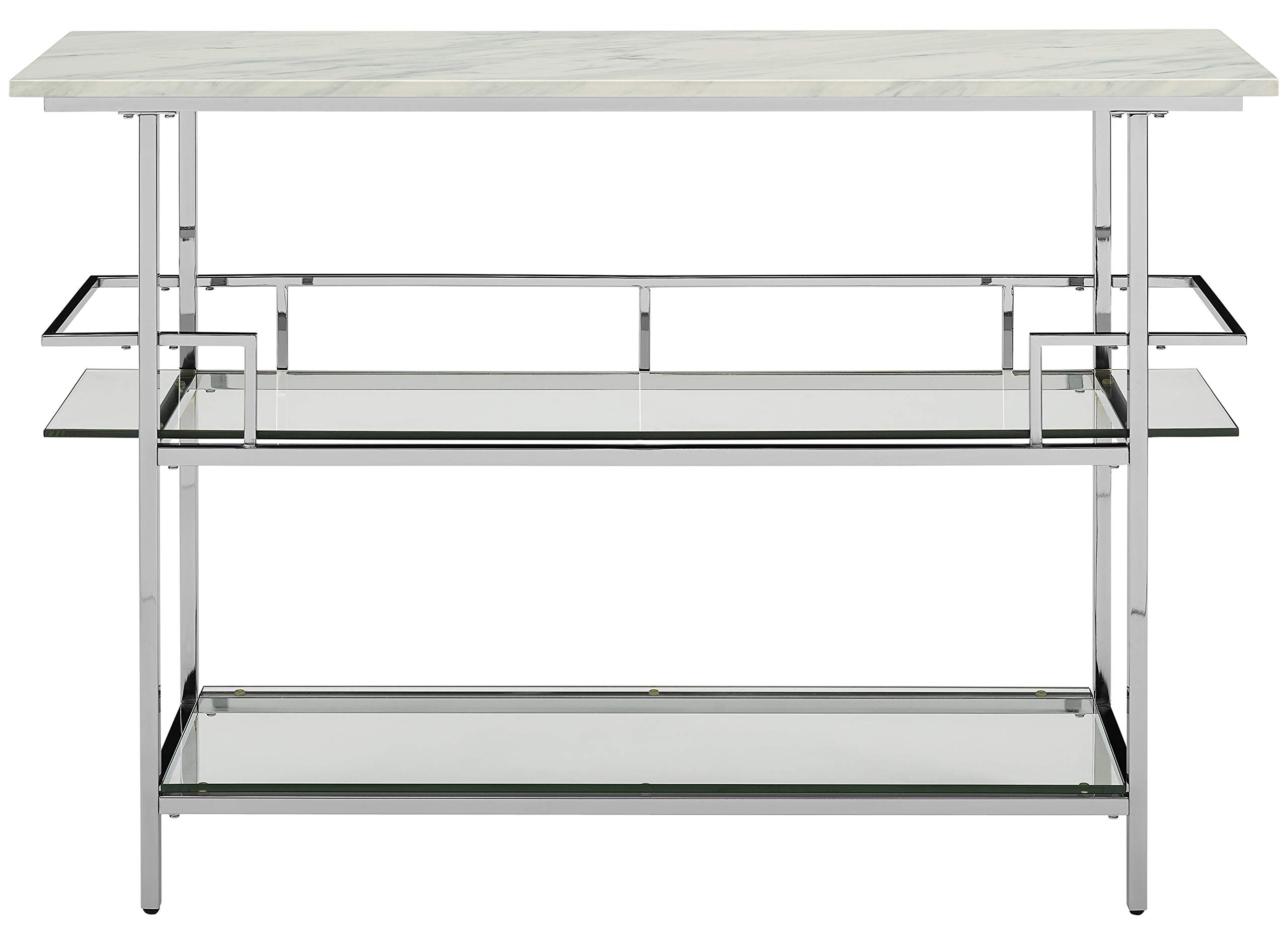Crosley Furniture Aimee Bar with Paper Marble Top, Chrome Finish