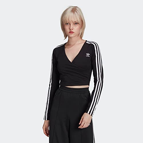 adidas Originals Women's Adicolor Classics Cropped Long Sleeve, Black, Large