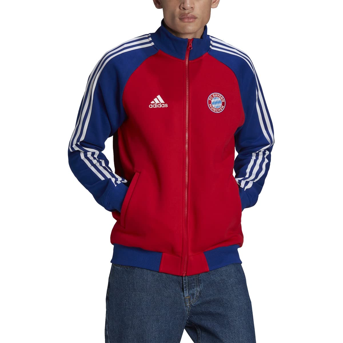 adidas Men's FC BAYERN 21/22 ANTHEM JACKET (RED/MYSTERY, Large)