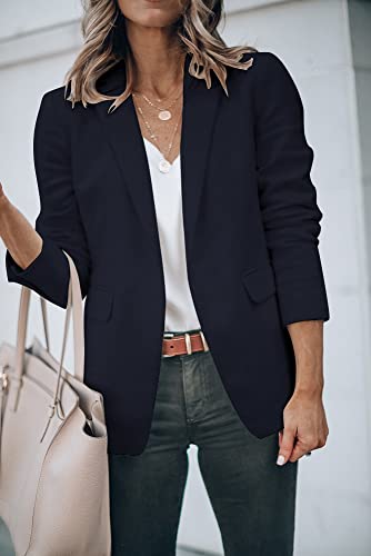 Cicy Bell Womens Casual Blazers Open Front Long Sleeve Work Office Jackets Blazer(Navy,Small)