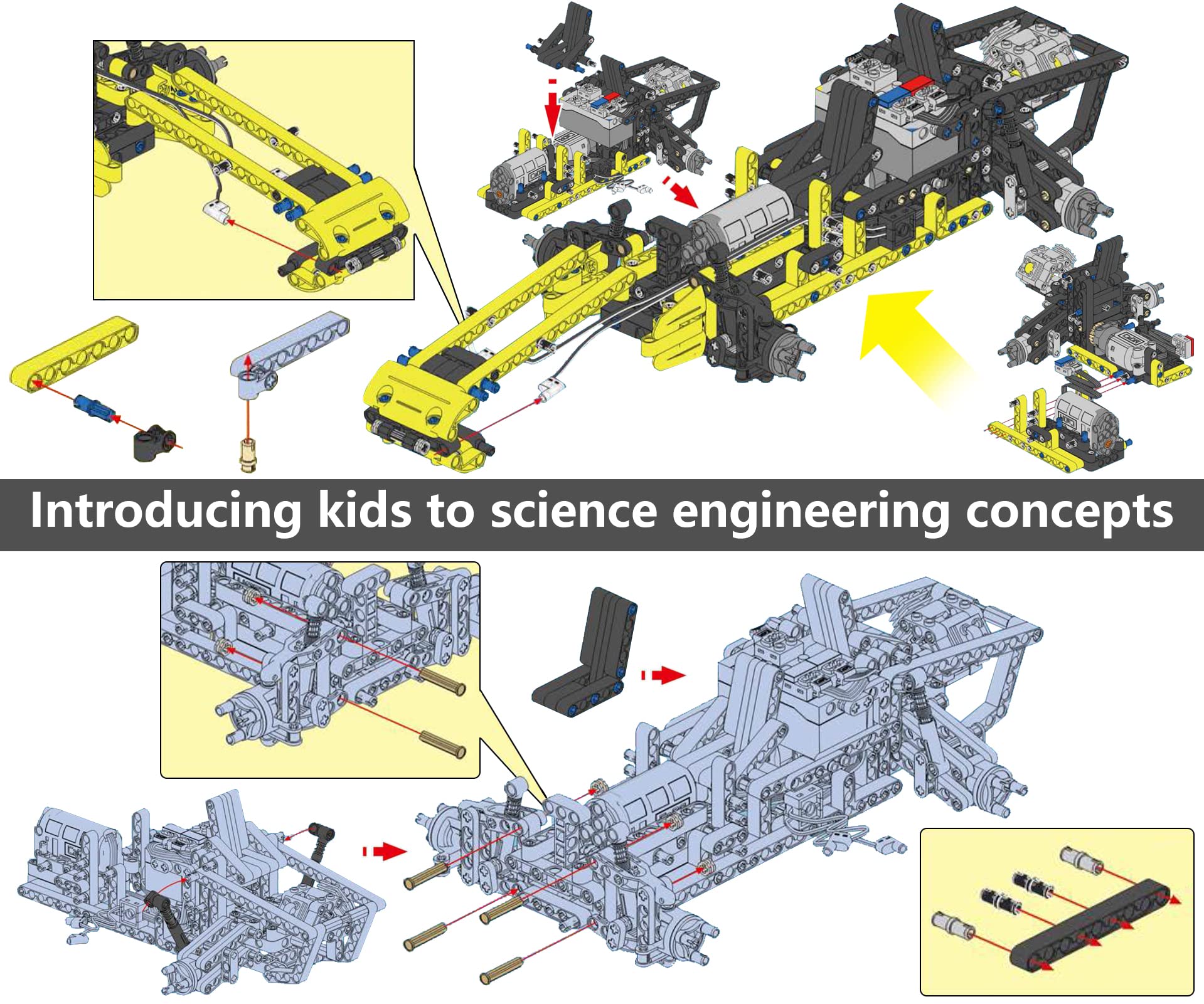 STEM Building Toys Remote Control Car Boys Girls Birthday Xmas Gifts Aged 6 7 8 9 10+Early Science Engineering Learning Technic Sets Buggy 522 pcs