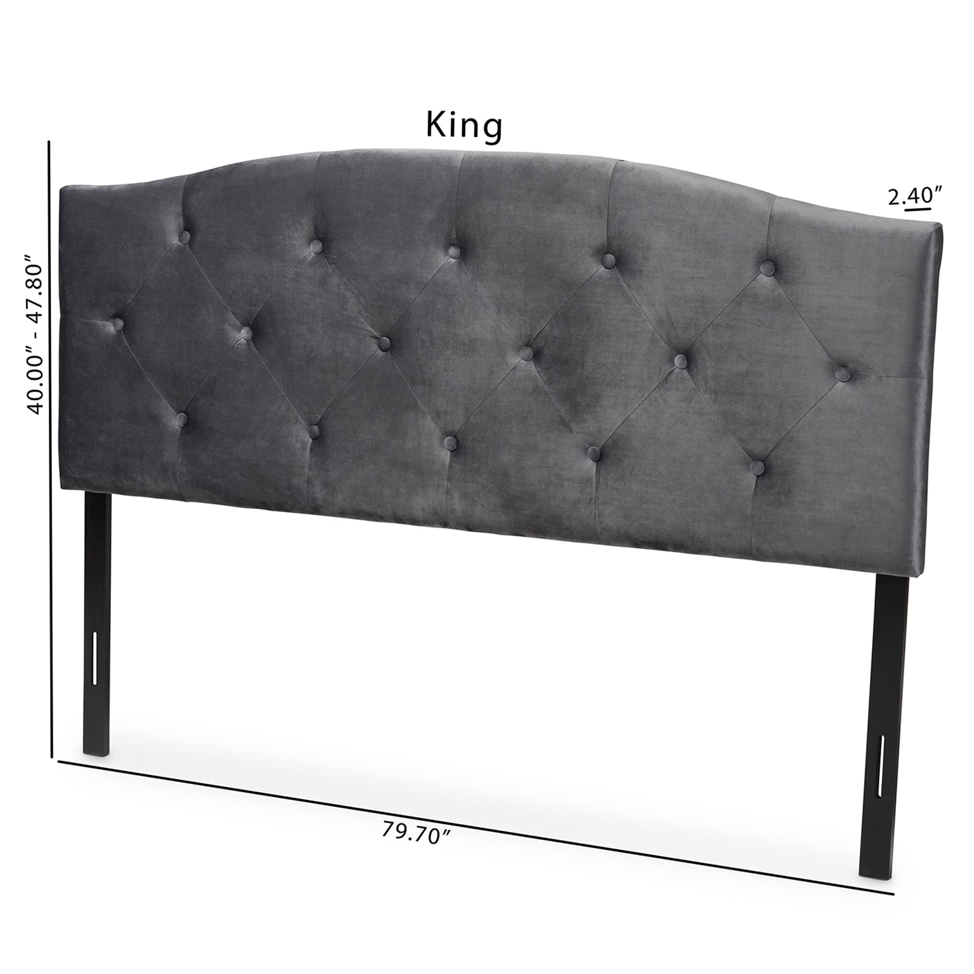 Baxton Studio Leone Headboards, King, Navy Blue/Dark Brown
