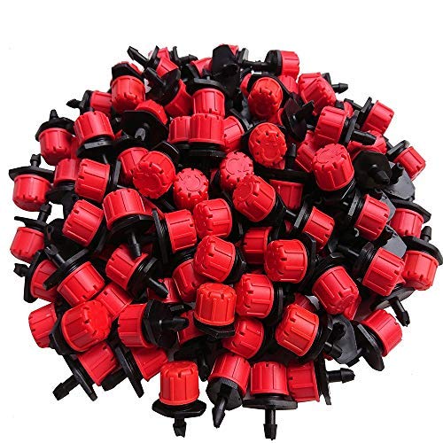 QMOEH 100 pcs 1/4 Inch Adjustable Drip Irrigation Parts, Irrigation Drippers Sprinklers for Drip Irrigation System