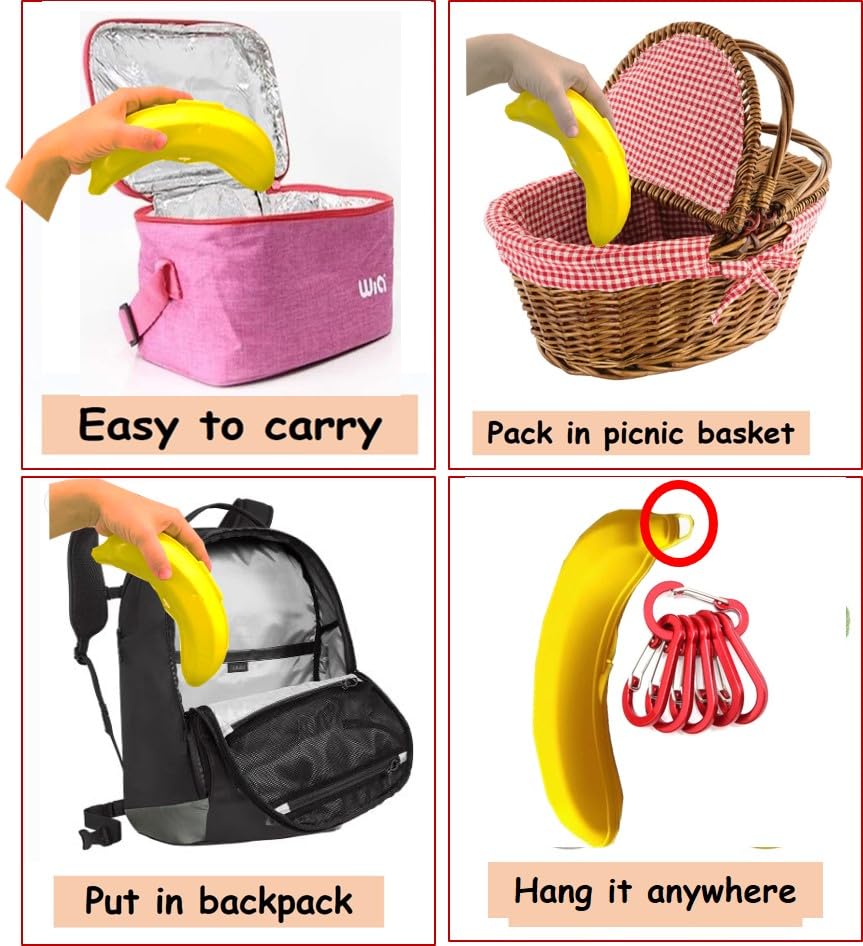 Banana Keeper On The Go Outdoor Travel Case BPA-Free Fruit Protector Saver Portable Banana Holder for Lunch Boxes Cute Carrier Storage Box 2 Pack Yellow (Banana Keeper)