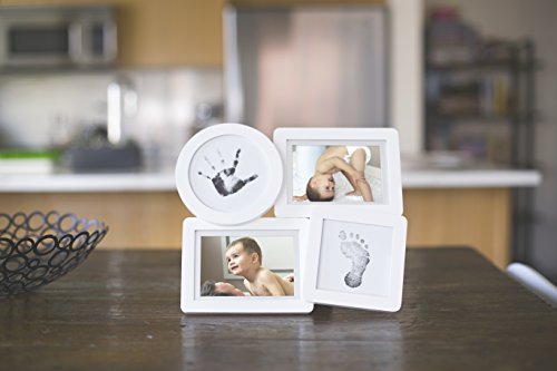 Pearhead Baby Collage Keepsake Babyprint Frame, Gender-Neutral Baby Nursery Decor for New and Expecting Moms, Includes Clean-Touch Ink Pad, White