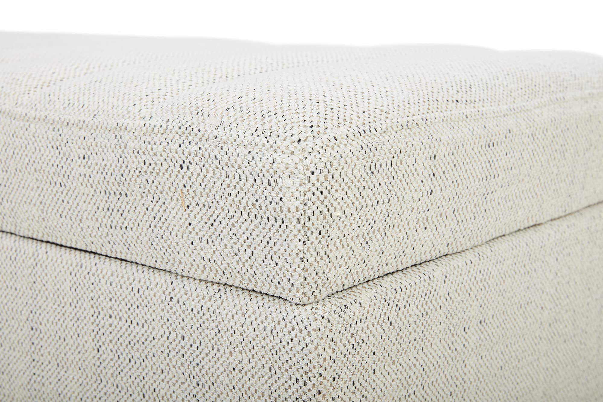 CHITA Channel Tufted Storage Ottoman Bench, Square Fabric Ottoman with Storage for Living Room Bed, Ivory