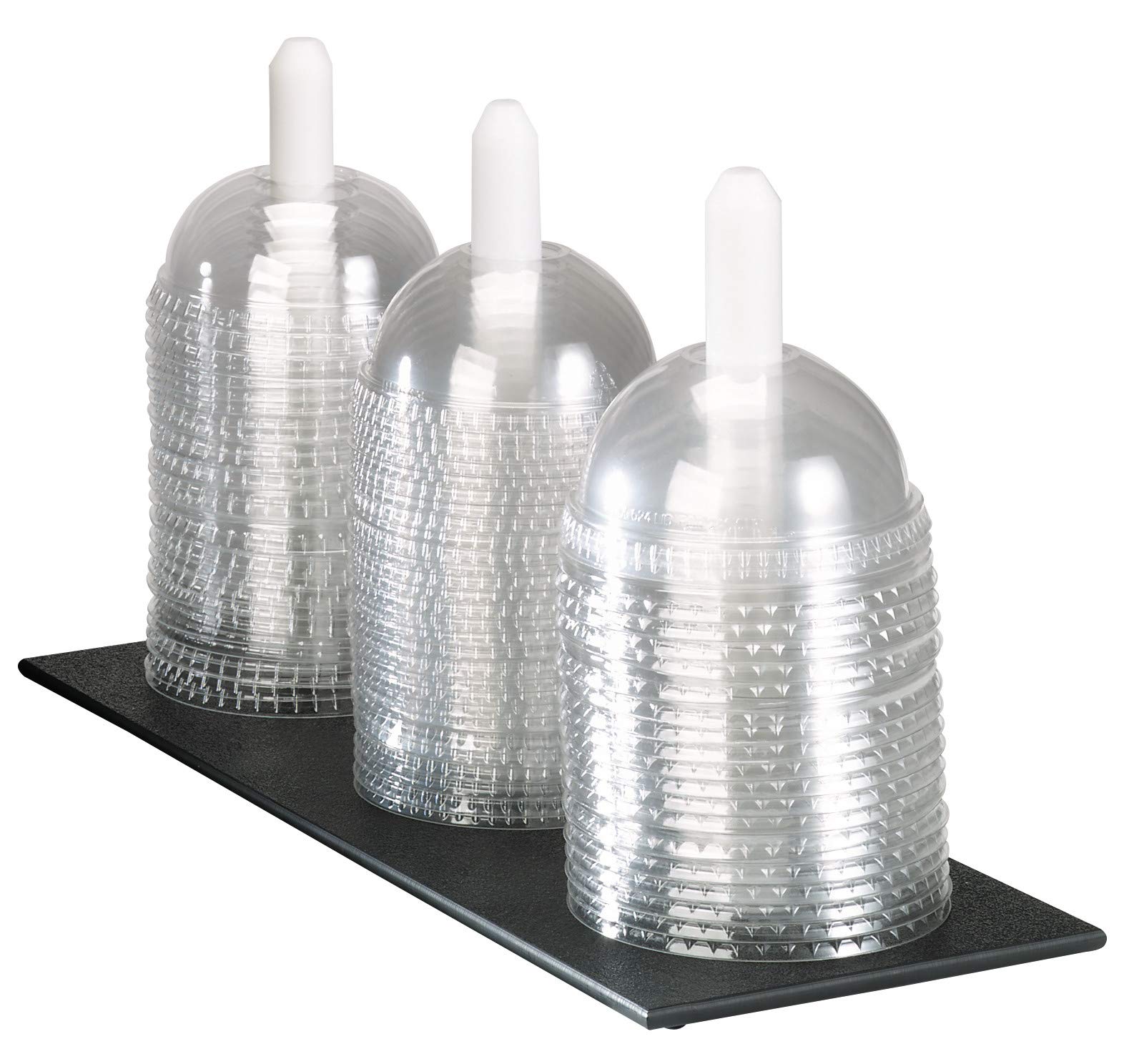 Dispense-Rite FDL-3 Thee Section Dome Lid Holder, Flat, 8 oz. to 44 oz. Dome Lids, Black Polystyrene, 9" H x 5" W x 14-1/2" D