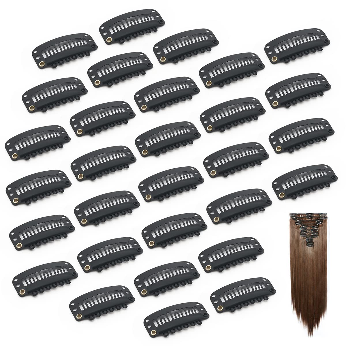 Dreamlover Wig Clips to Secure Wig, Clips for Hair Extensions, 6 Teeth, 30 Pieces