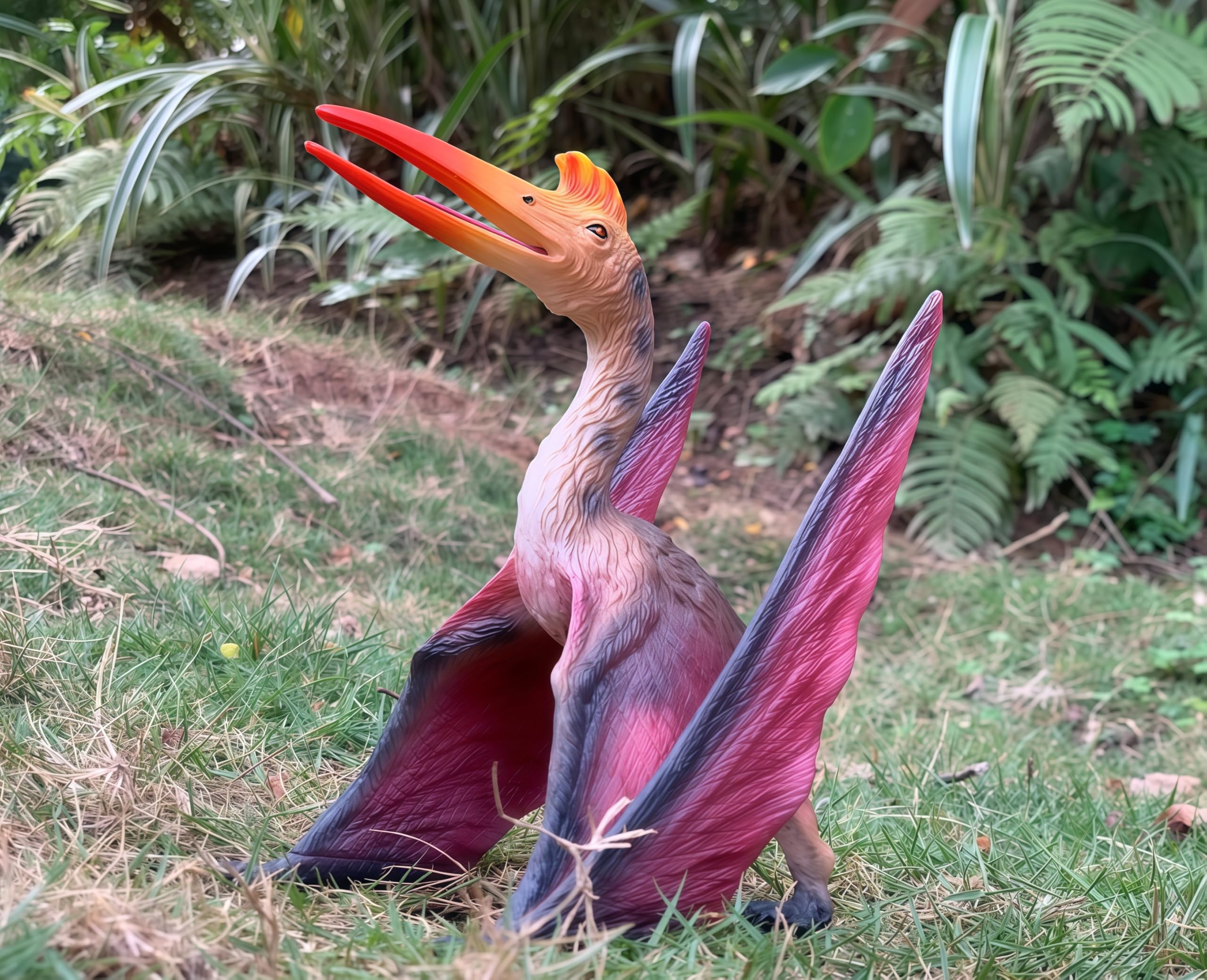 Gemini&Genius Pterosaur Toy for Kids, Large Size 5.5" Quetzalcoatlus Dinosaur Toy, Pterodactyl Toy, Large Flying Dinosaur Toy, Realistic Pteranodon Toy for Kids Display and Play