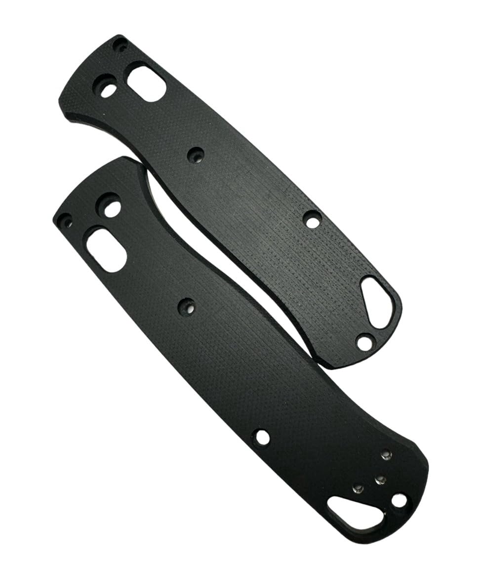 August Engineering Classic Scales For Benchmade Bugout Folding Knife 535 Precision Machined 6061 Aluminum Anodized Finish Yellow Ultem Black G10 (G10 Smooth Black) Knife Not Included