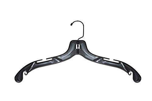 NAHANCO 2505BHHU Plastic Shirt Hanger with Black Hook Home Use Pack of 50, Black, 17"
