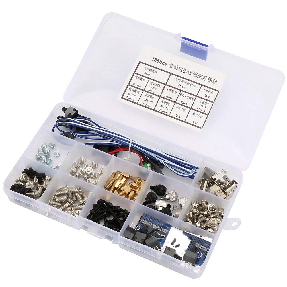 Ochoos 189Pcs Motherboard Hard Disk Screws PC Assortment Kit Computer Repairing Accessories PC Assortment Kit Repair Tool