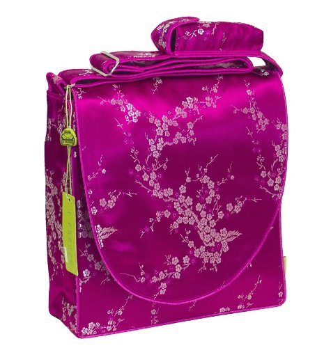 I Frogee Hot Pink-Silver Cherry Blossom Brocade Diaper Bags 12x12x4"
