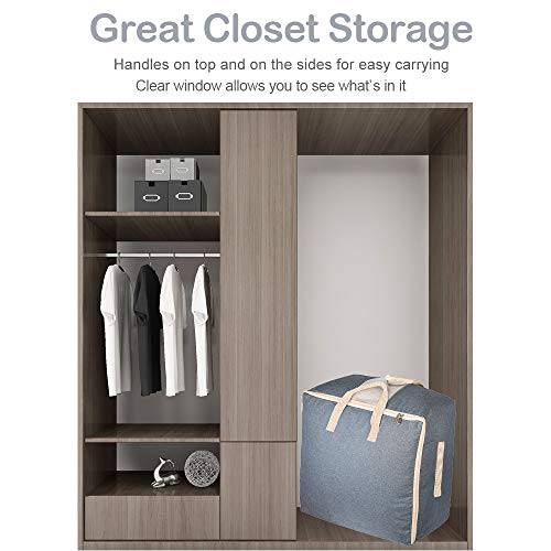 Qozary Large Storage Bags for Comforters, Blankets, Clothes, Quilts and Towels, Better and Sturdy Organizer Bag, Under Bed Storage, Great for Closets, Bedrooms (Gray)