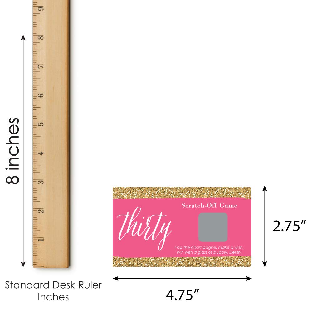 Big Dot of Happiness Chic 30th Birthday - Pink and Gold - Birthday Party Game Scratch Off Cards - 22 Count