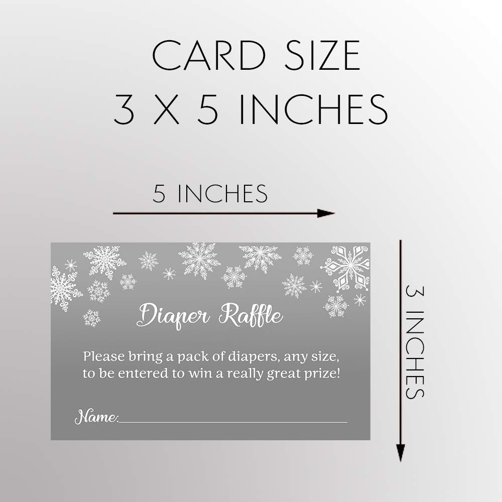 Winter Wonderland Diaper Raffle Ticket Baby Shower Grey Gray Snow Snowflakes Request Prize Little Snowflake (25 Count)