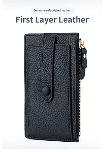 Genuine Leather Women's Slim Wallet Thin Small Purse Bifold ID Card Holder (D2 Dusty Pink)