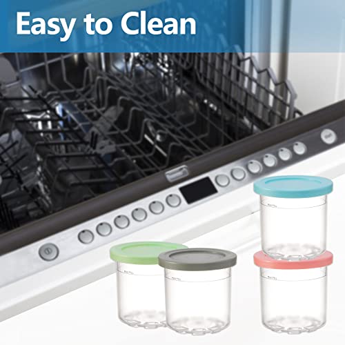 CINPIUK Ice Cream Pints, 4 Pack Containers with Lids Replacements for Ninja Creami Pints, Compatible with NC301 NC300 NC299AMZ Series Ice Cream Maker, Dishwasher Safe & Leak Proof Creami Containers