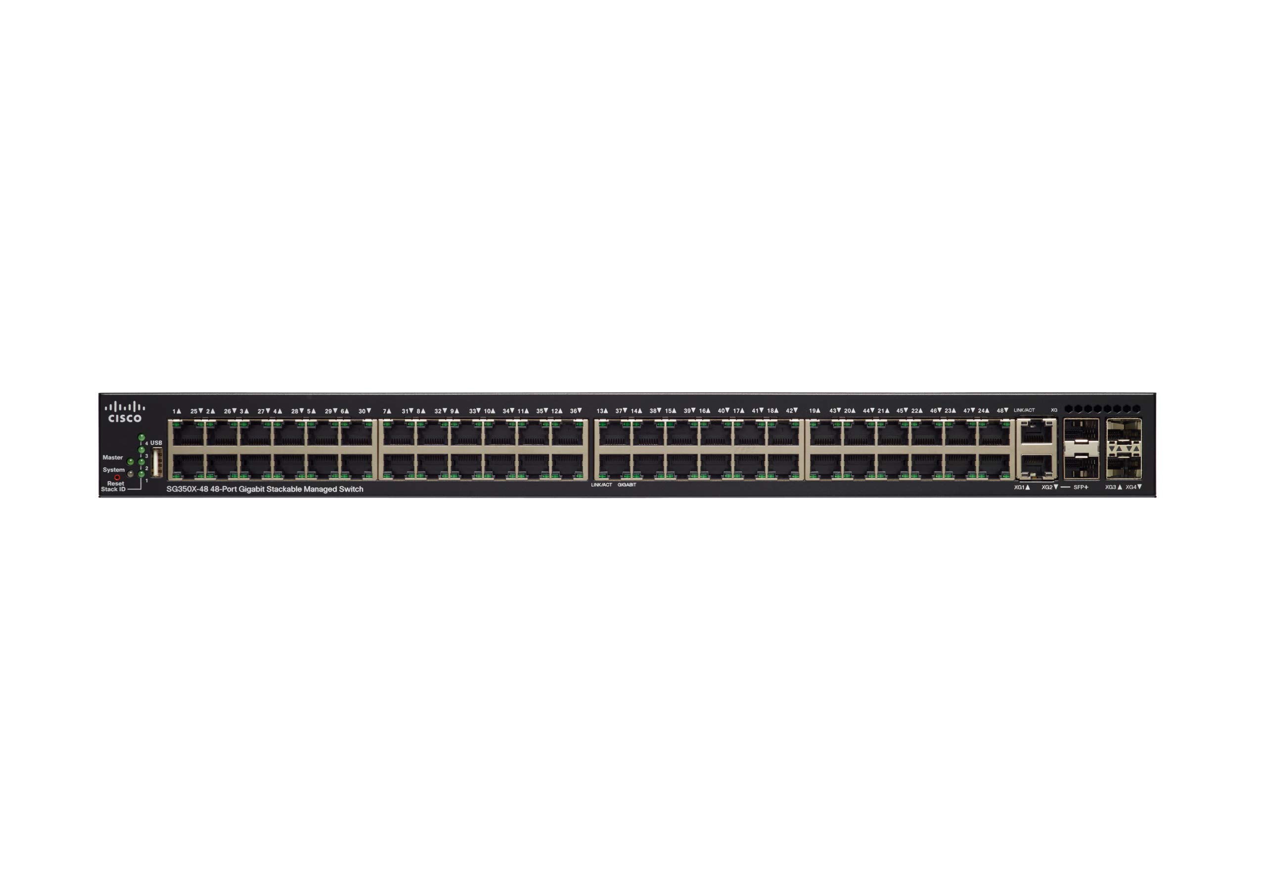 Cisco SG350X-48P Stackable Managed Switch | 48 Gigabit Ethernet (GbE) Ports | 2 x 10G Combo + 2 x SFP+ | 382W PoE | Limited Lifetime Protection (SG350X-48P-K9-NA)