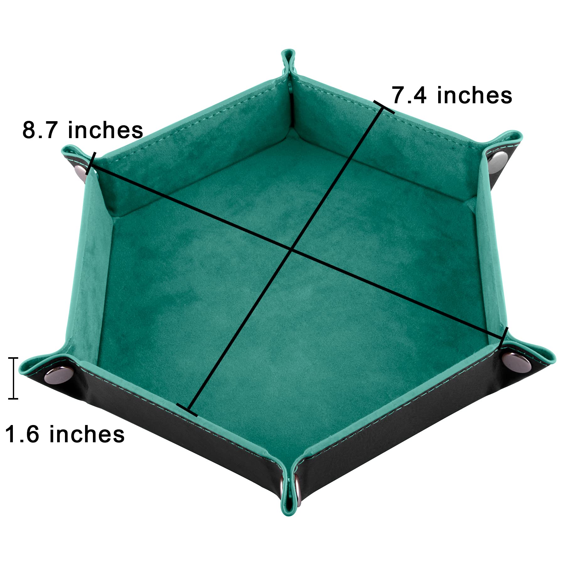 SIQUK 2 Pieces Dice Tray PU Leather Dice Trays Folding Hexagon Dice Holder Tray for Dice Games Like RPG, DND and Other Table Games (Cyan and Black)