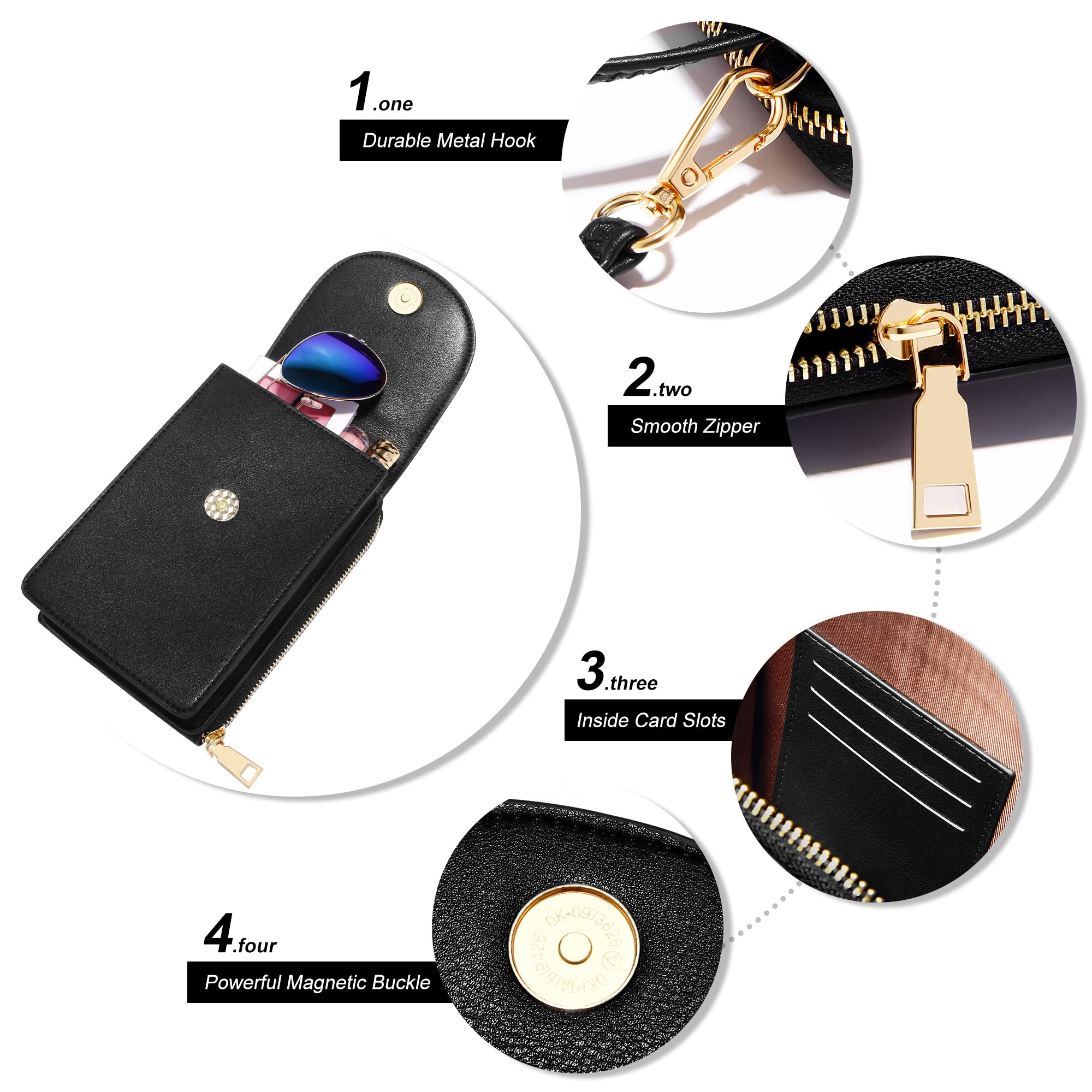 KUKOO Small Crossbody Bags for Women Cell Phone Purse Wallet Mini Shoulder Handbag with Credit Card Slots
