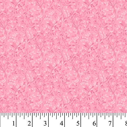 Dainty Leaves Pink Cotton Fabric