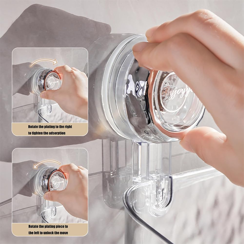 Androf Acrylic Transparent Shower Storage, Raidley No Drill Clear Wall Caddy Large Capacity, Drainage, Raidley Easymount Bathroom Storage Shelf (Rectangle-Silver)