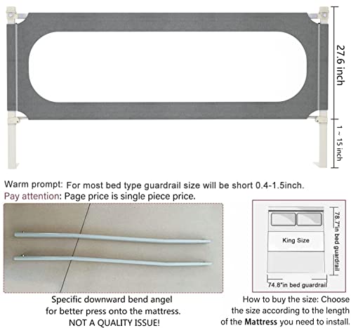 MagicFox Bed Rails for Toddlers, Extra Tall 32 Levels of Height Adjustment Specially Designed for Twin, Full, Queen, King Size - 2023Upgrade Model Safety Bed Guard Rails for Kids