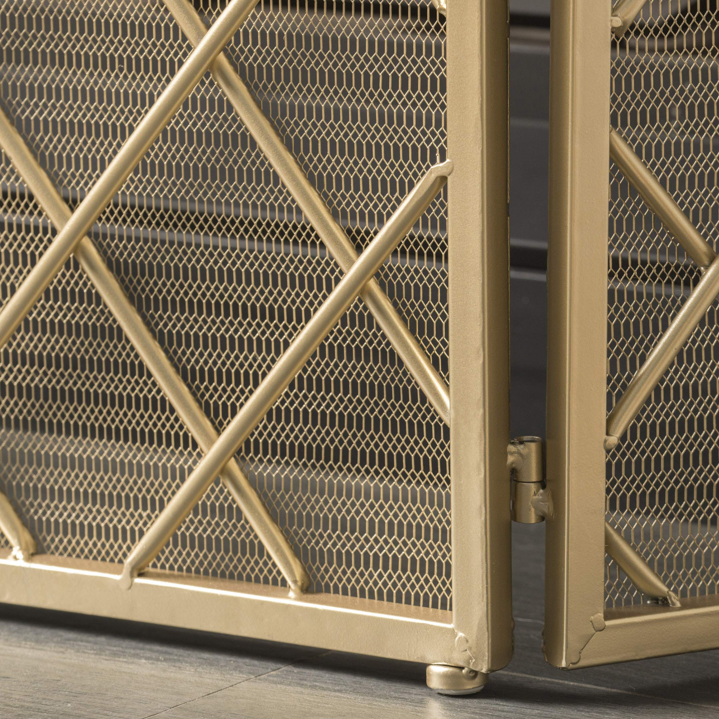 Christopher Knight Home Amiyah 3 Panelled Iron Fireplace Screen, Gold