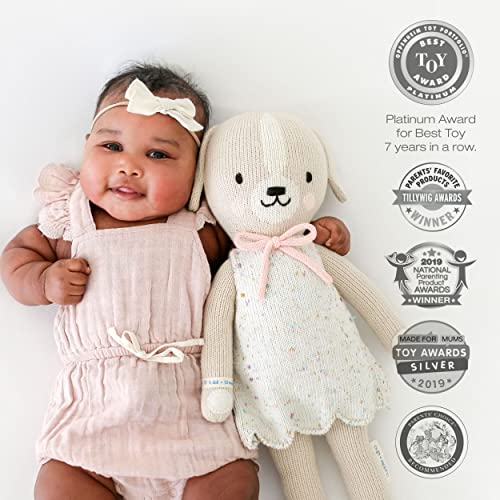 cuddle + kind Mia The Dog Little 13" Hand-Knit Doll β 1 Doll = 10 Meals, Fair Trade, Heirloom Quality, Handcrafted in Peru, 100% Cotton Yarn