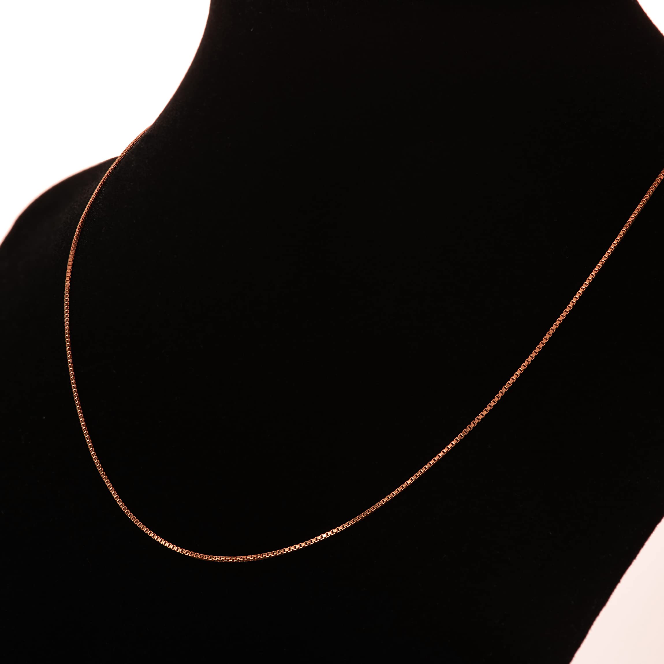 Ariana Lucci 14K Rose Gold Filled Box Chain Necklace for Women, Super Thin 0.7mm Non Tarnish, Italian-Made Timeless Classic Box Chain Style, 20"