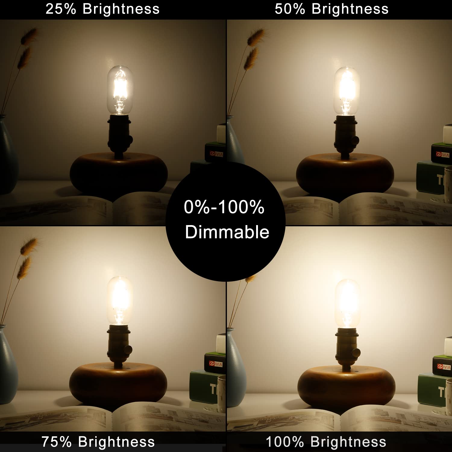LiteHistory E26 Edison Bulb 6W Equivalent E26 LED Bulb 60 Watt Dimmable Neutral White 4000K E26 Light Bulb AC120V 600lm Tubular T14 T45 LED Bulb for Pendant,Sputnik,Vanity,Chandeliers Pack of 6