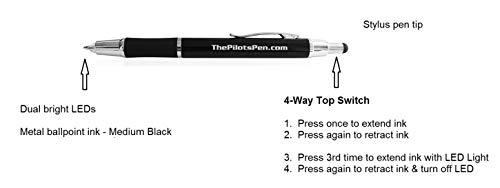 LED Pen, The Pilot's Pen, Night Writer - Set of 2 LED Powered Ink Penlights