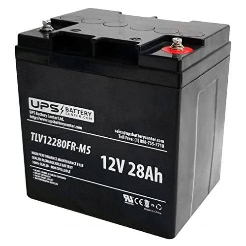 UPSBatteryCenter Compatible Replacement for Panasonic LC-X1228AP – 12V 28Ah Battery, M5 - Insert Terminals (Hardware Included)