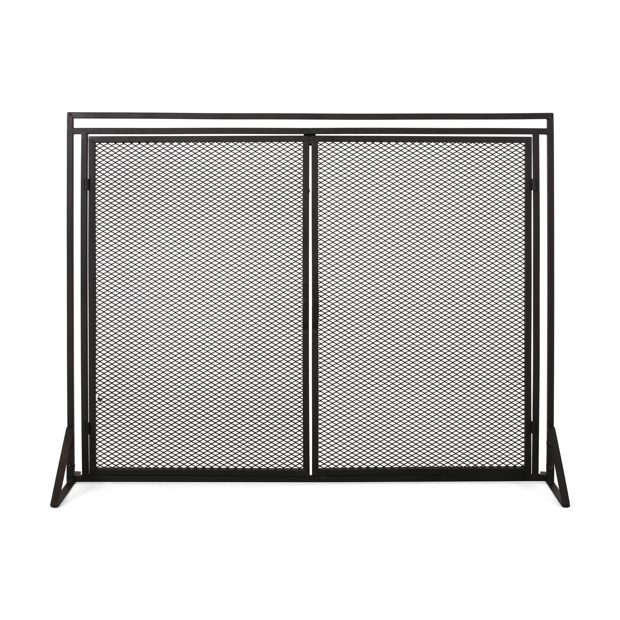 Christopher Knight Home Novia Modern Iron Fireplace Screen, Matte Black