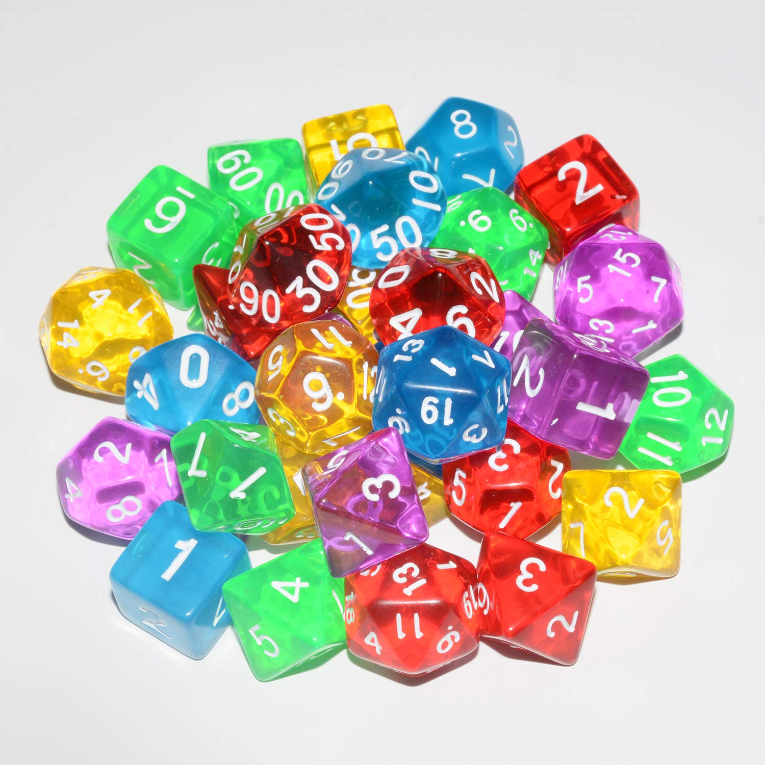 DND Dice 5×7 Sets, 35Pieces Transparent Rainbow Polyhedral DND Dice for RPG MTG Table Game Dice