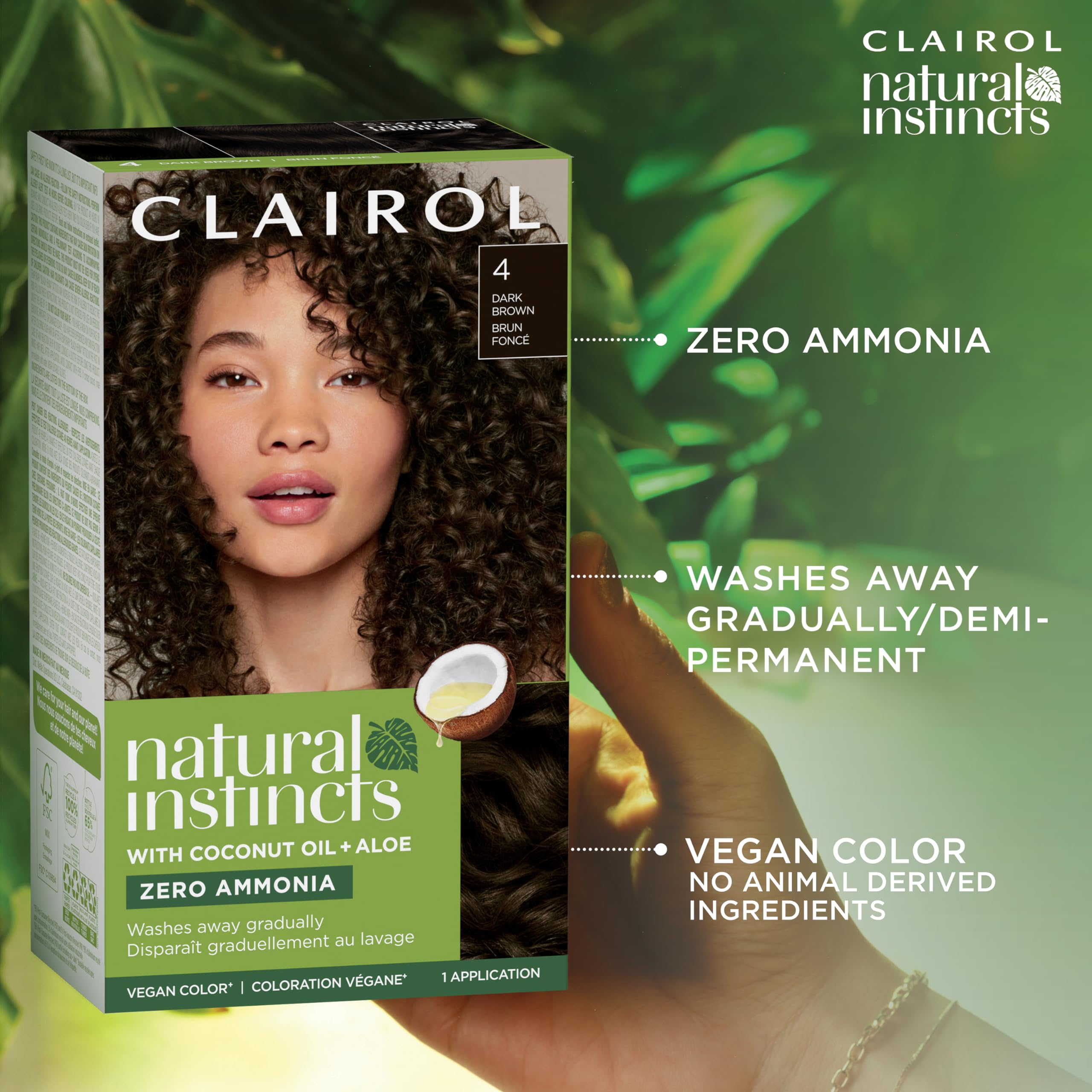 Clairol Natural Instincts Demi-Permanent Hair Dye, 6A Light Cool Brown Hair Color, Pack of 1