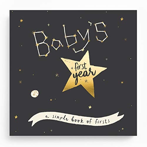 Lucy Darling Baby Memory Book, Themed Baby First Year Book, First 5 Years Journal & Photo Album for Baby Boy/Girl, Keepsake Books, Gender Neutral Memories & Milestone Book, Mom Gift - Golden Stargazer