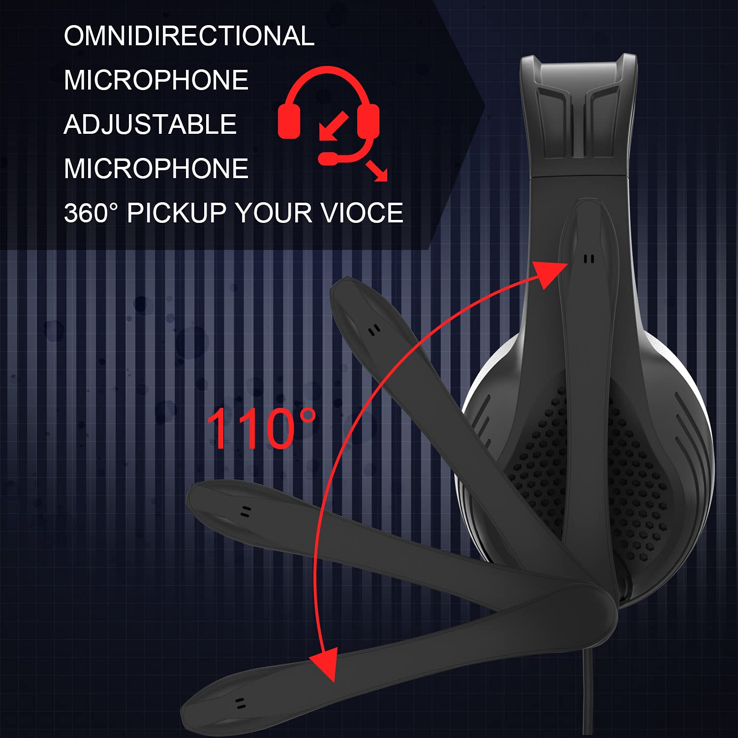 Anivia Over Ear Headset with Microphone, Stereo Volume Control Wired Headphones, Noise Cancelling Headset with Mic 3.5MM Jack for PC/Tablet/Gaming/Kindle/School/Travel/Online Learning, Black
