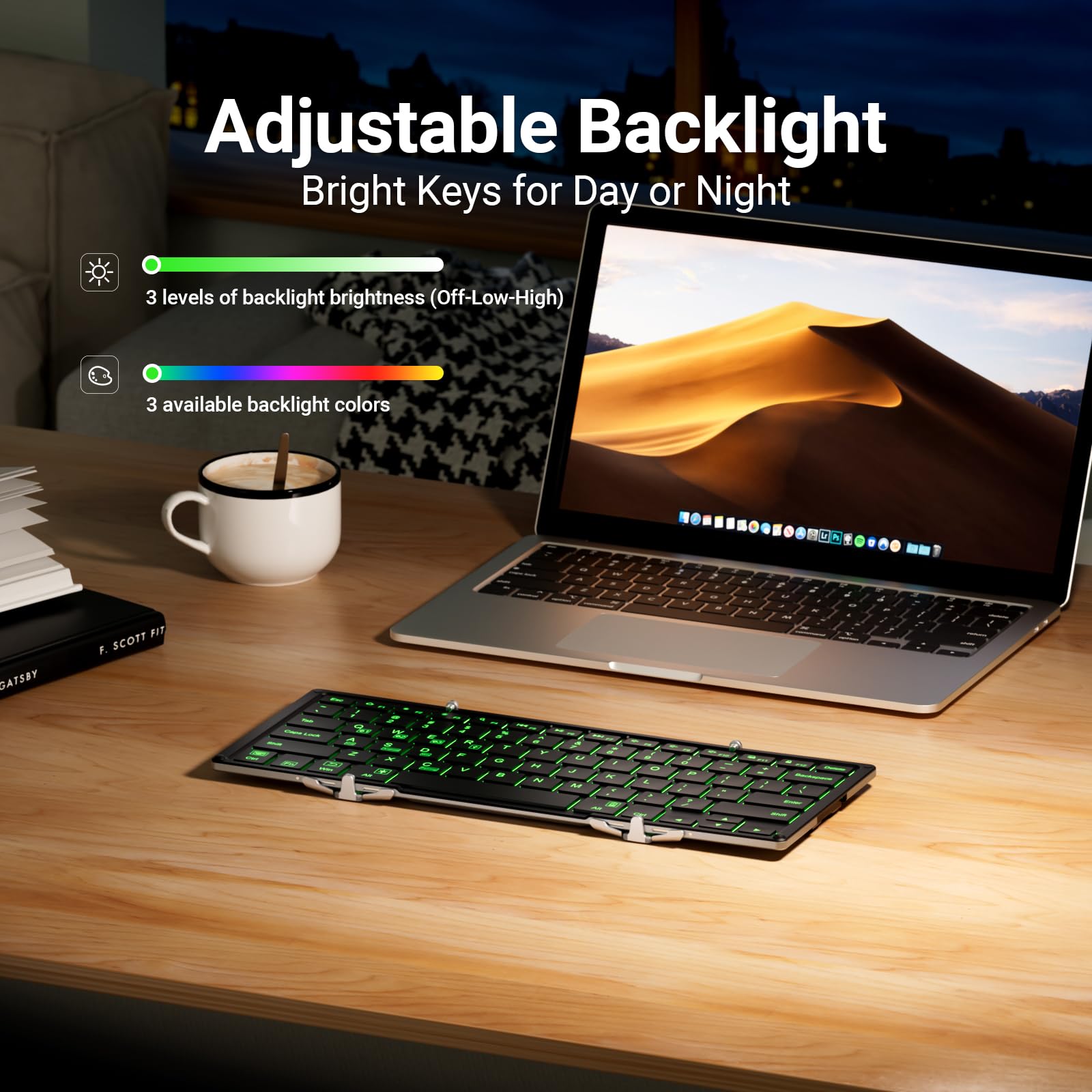 iClever Backlit Foldable Bluetooth Keyboard, BK05 Wireless Folding Keyboard with Backlight, Pair up to 4 Devices, Portable Travel Keyboard for iPad Tablet Laptop PC Smartphone Windows iOS Android