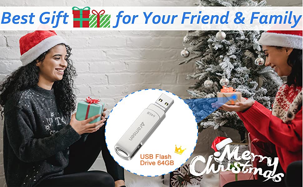 Aramsen Flash Drive 64GB Compatible for iPhone Photo Stick, USB 3.0 Flash Drive Photo Stick External Storage for iPhone/iPad/Android/PC (Silver)