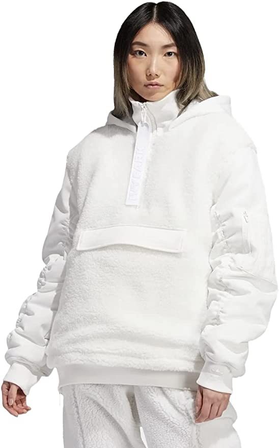 ADIDAS ORIGINALS X IVY PARK UNISEX SHERPA 1/2 ZIP LAYERED JACKET - CORE WHITE, XL