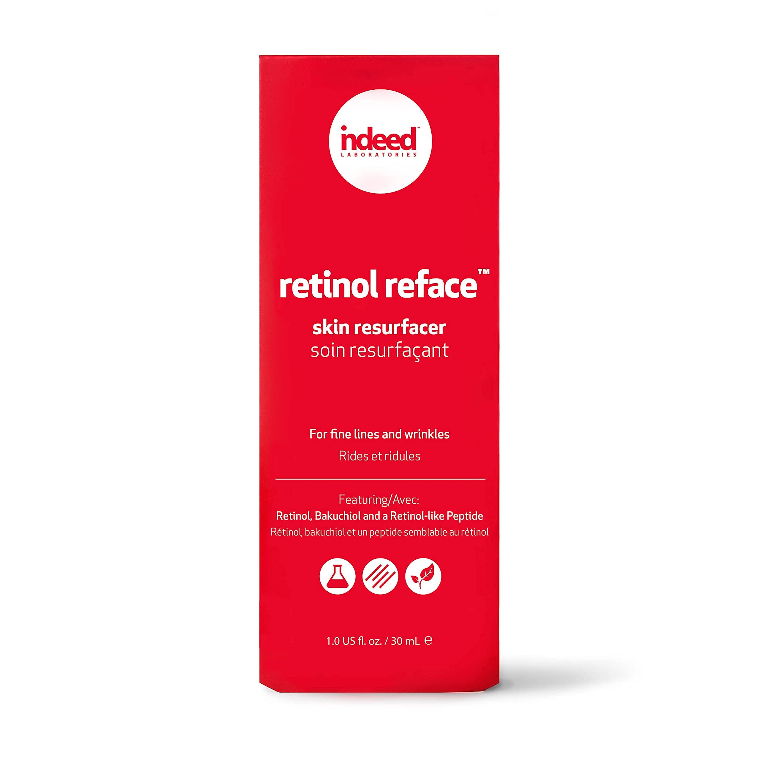 Indeed Labs Retinol Reface, Retinol Wrinkle Repair Cream - Softer, Smoother, Younger Skin - Contains Vitamin A and Bakuchiol - 1.0 fl oz