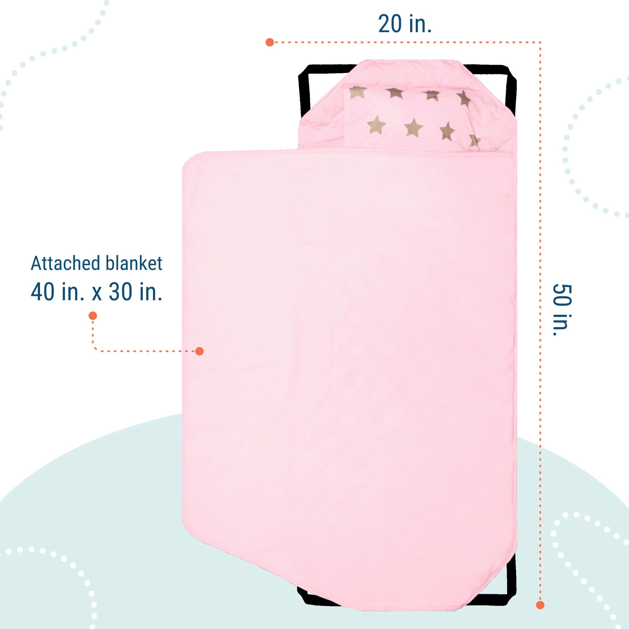 Wildkin Kids Modern Nap Mat with Reusable Pillow for Boys & Girls, Perfect for Elementary Sleeping Mat, Features Elastic Corner Straps, Soft Cotton Blend Materials Nap Mat for Kids (Stars)