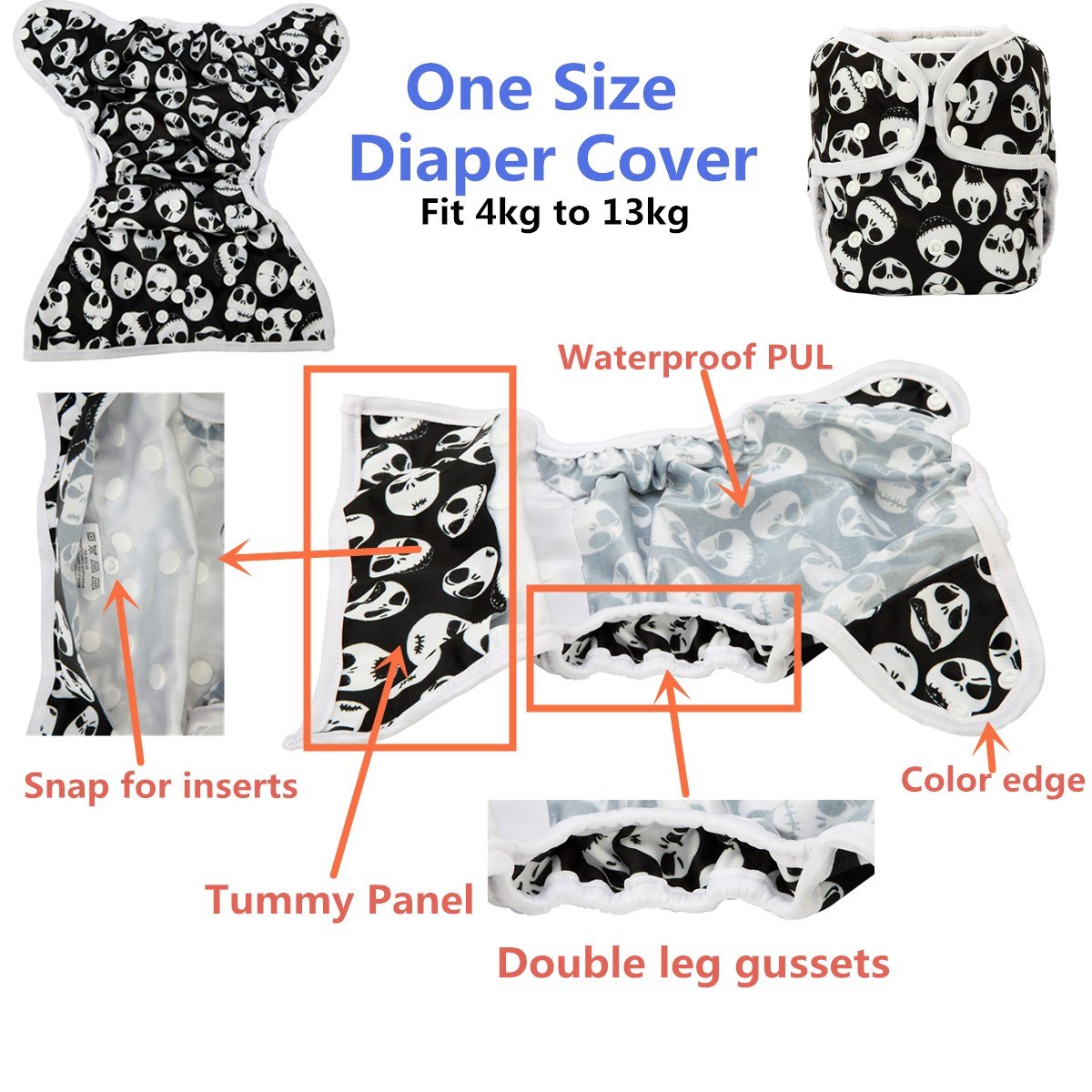 Sigzagor Baby Diaper Cover Nappy One Size 10lbs to 36lbs for Girls (Rainbow Hearts)