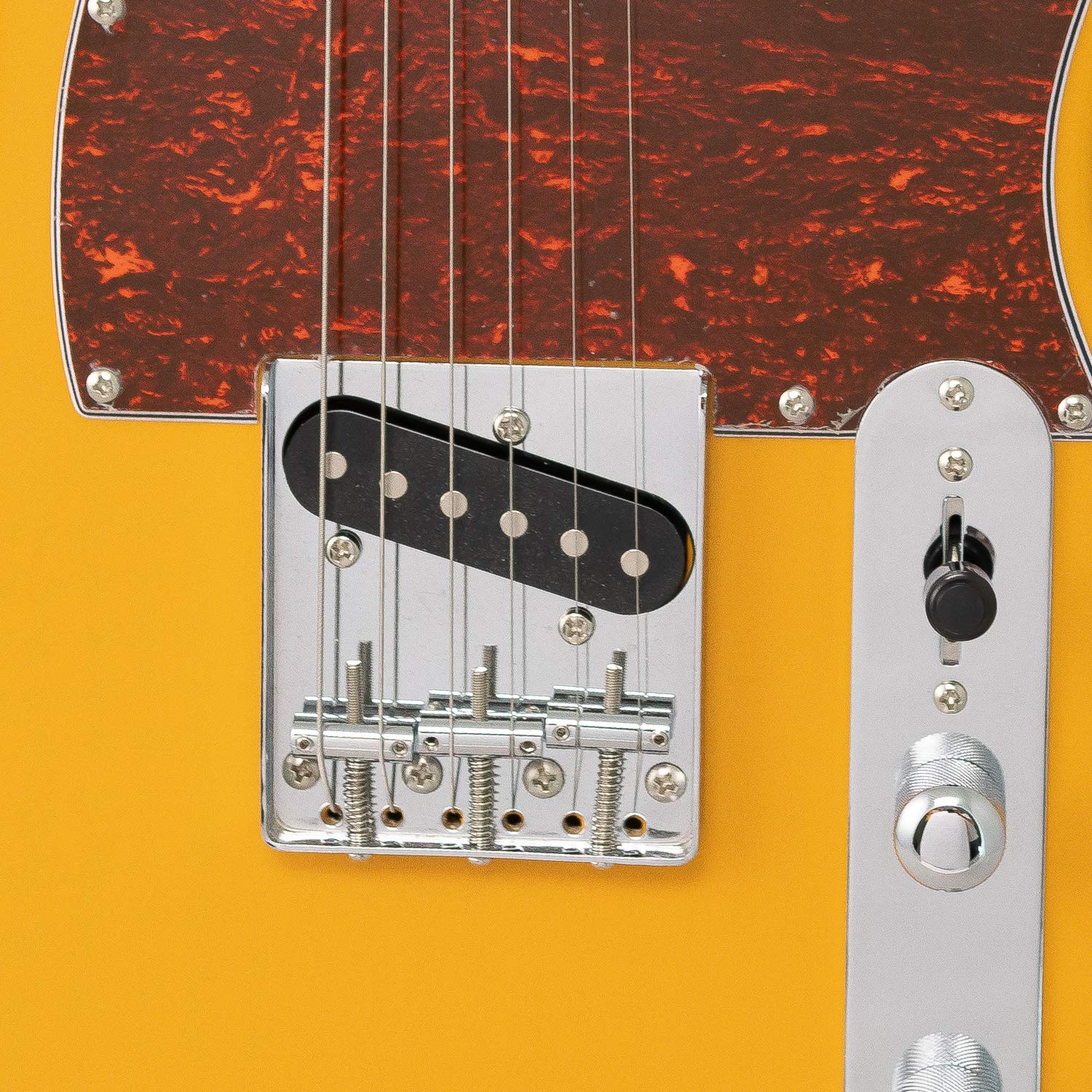 CNZ Audio TL Mini Electric Guitar - Butterscotch Blonde Finish, Tortoise Pickguard, 3/4 Short Scale, 7/8 size Guitar, 2 Single Coil Pickups, C Shaped Maple Neck, Classic Look & Feel