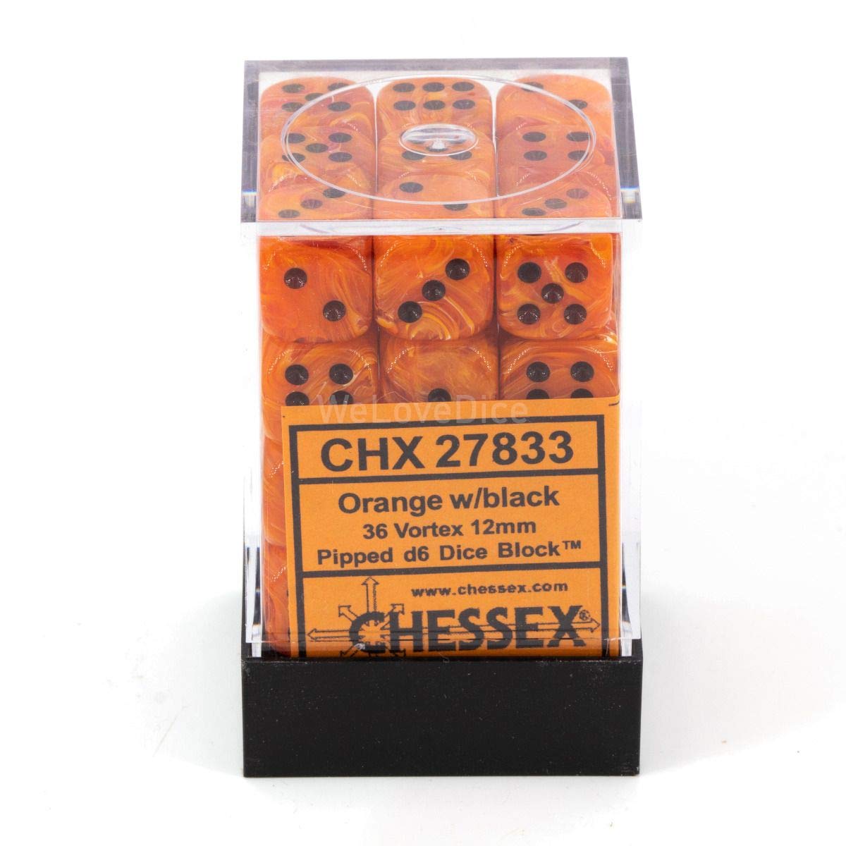 DND Dice Set-Chessex D&D Dice-12mm Vortex Orange and Black Polyhedral Dice Set-Dungeons and Dragons Dice Includes 36 Dice β D6, Various (CHX27833)