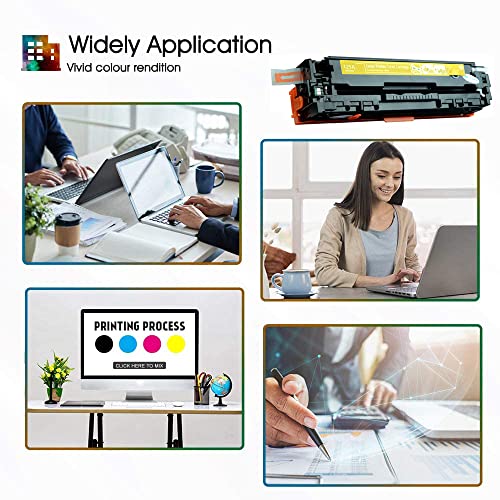 FUDEECON Compatible Toner Cartridge Replacement for 125A CB542A Suitable for use in HP CP1215 CP1210 CP1515N CP1518NI CM1312nfi CM1300 CM1312 Printer(Yellow,1-Pack)